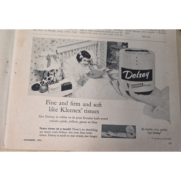 Vintage | Art | Vintage 954 Delsey Kleenex Toilet Tissue Print Ad Girl ...